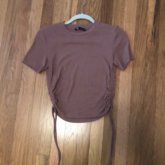 Zara | Tops | Zara Ruched Ribbed Top | Poshmark